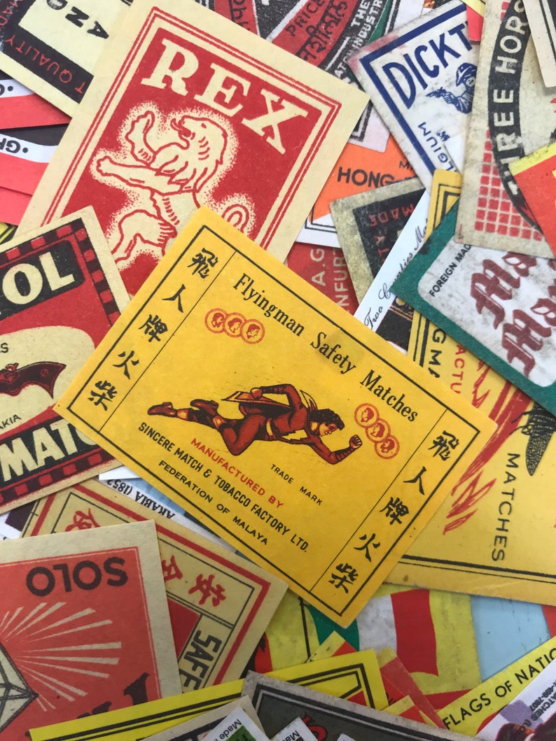 Original Vintage Matchbox Labels Mixed Set of 10 Perfect for - Etsy