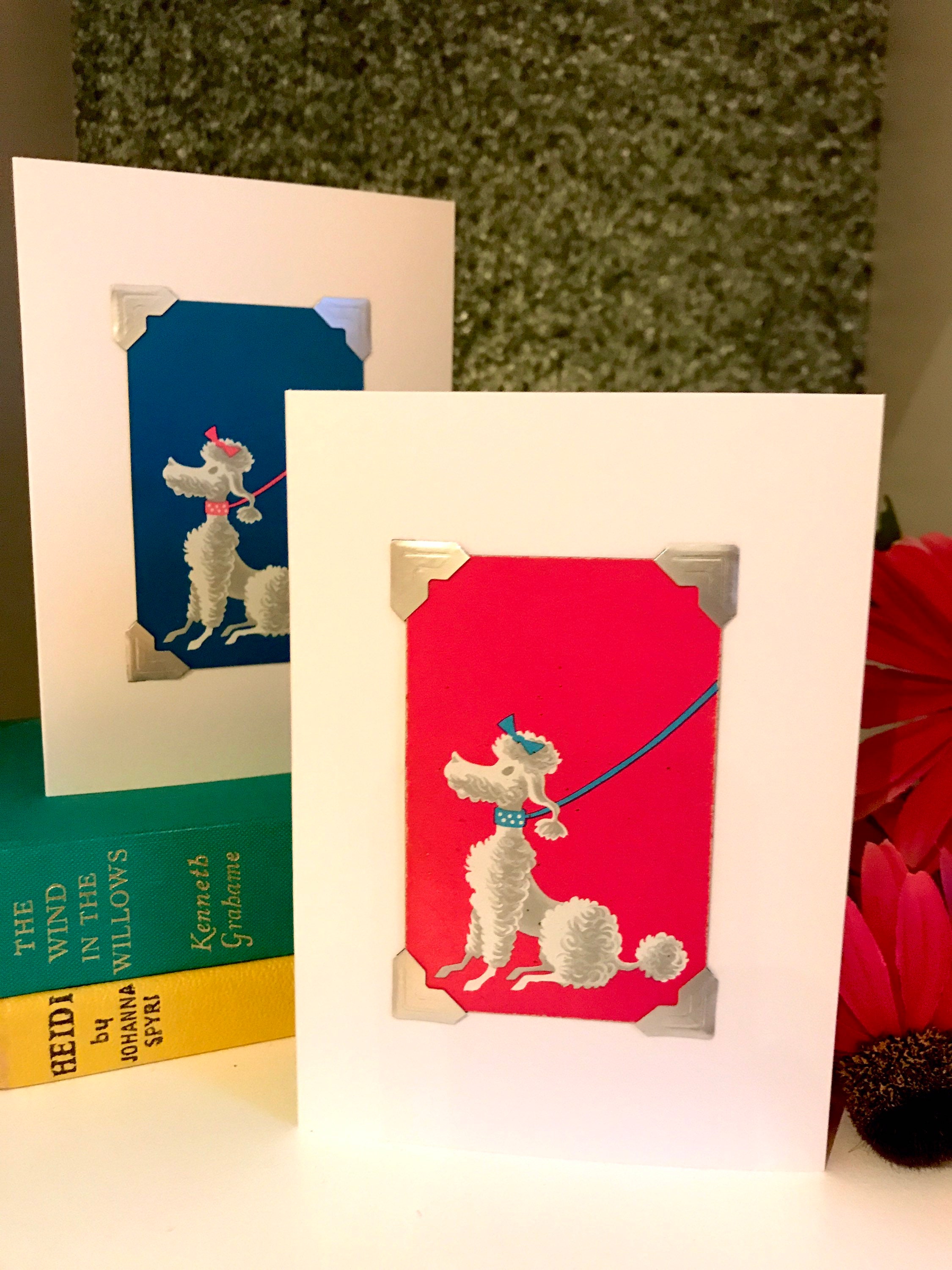 Poodle Vintage Playing Card Greeting Card, Poodle Card, Upcylced, Pink ...
