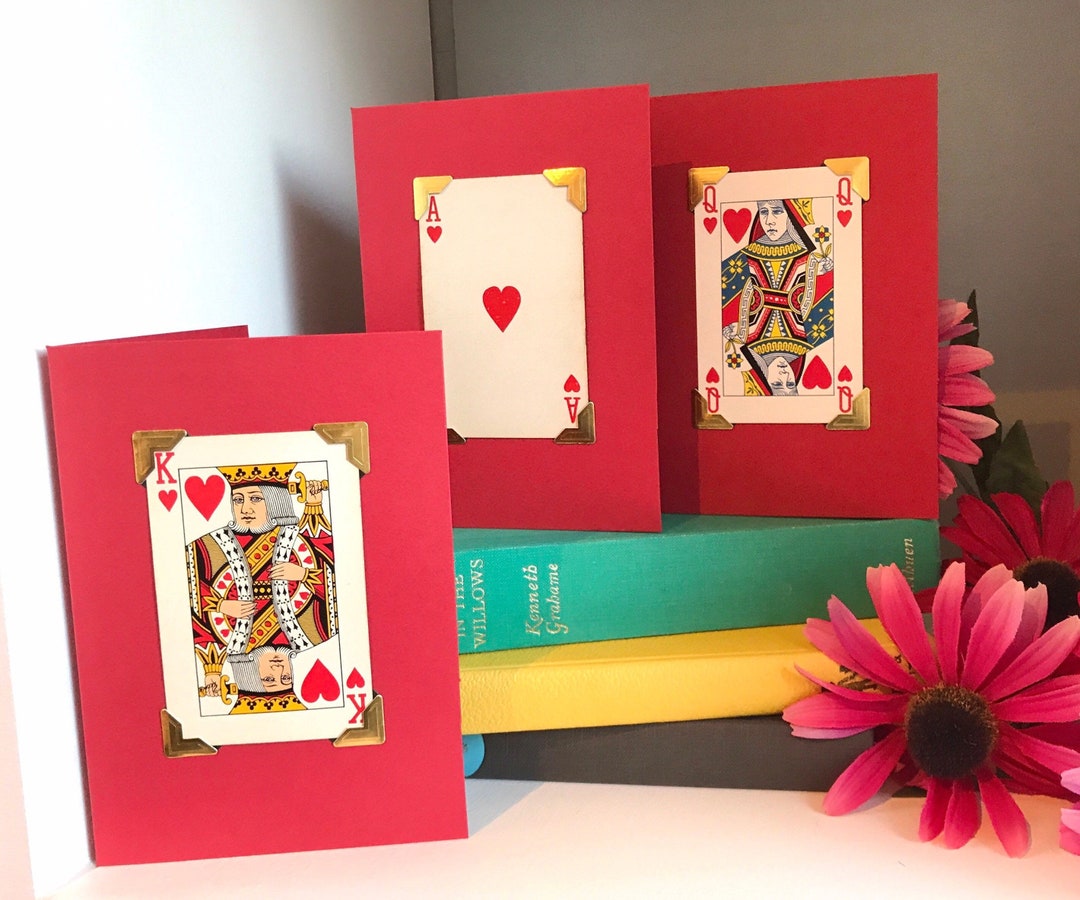 Vintage Playing Card Love Card: King, Queen, Ace of Hearts - Etsy UK