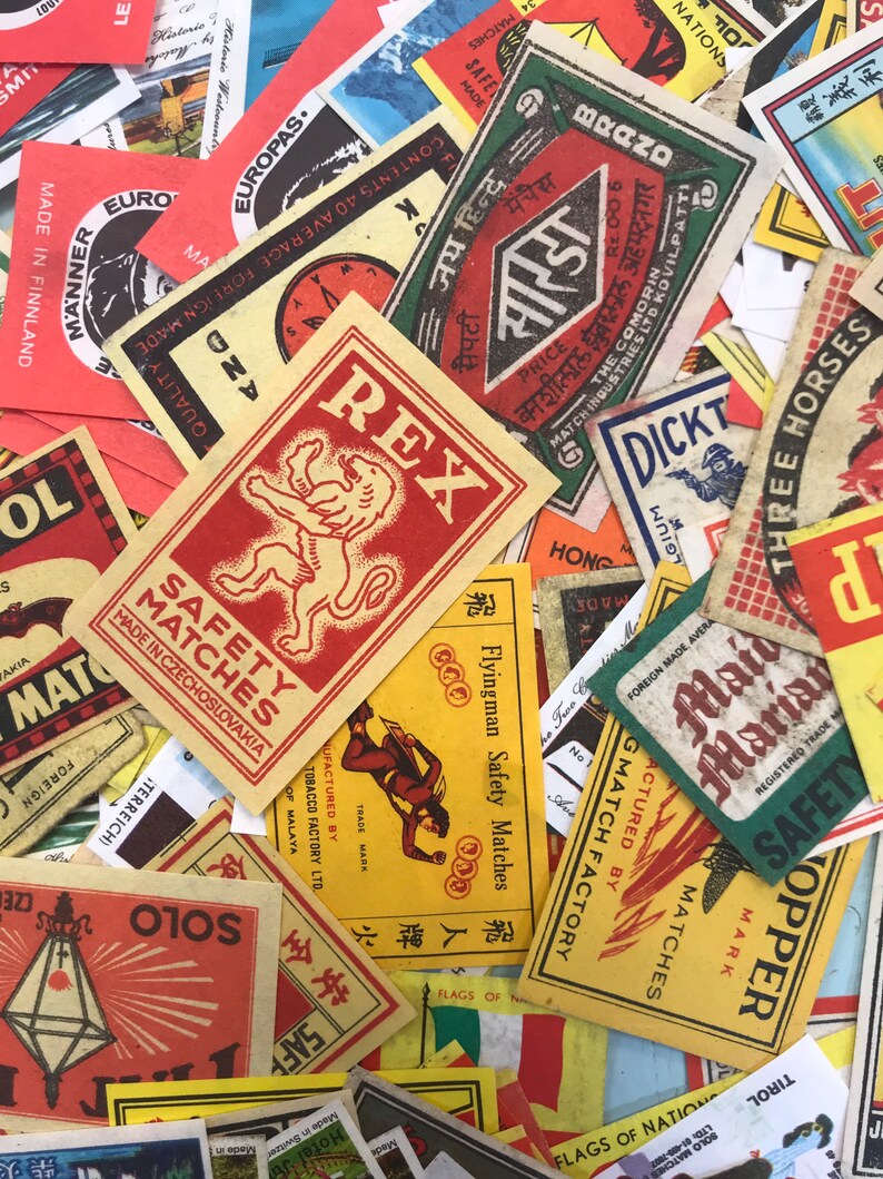 Original Vintage Matchbox Labels Mixed Set of 10 Perfect for - Etsy