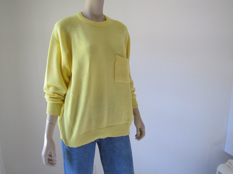 1980s Vintage Yellow Oversized Sweater Lemondrop Crewneck - Etsy