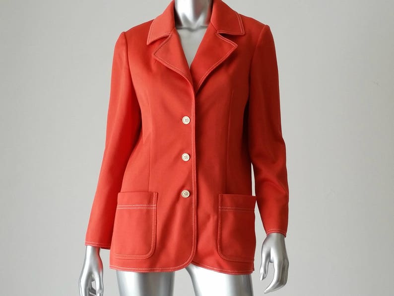 1970s Vintage Disco Jacket Dacron Polyester Orange Tangerine Cosplay ...