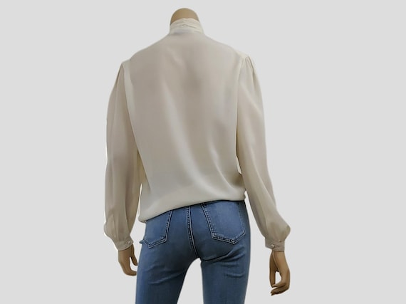 1970s/80s Vintage High Neck Blouse, Button Neck Blous… - Gem