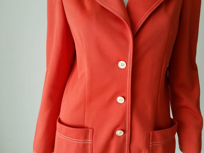 1970s Vintage Disco Jacket Dacron Polyester Orange Tangerine Cosplay ...