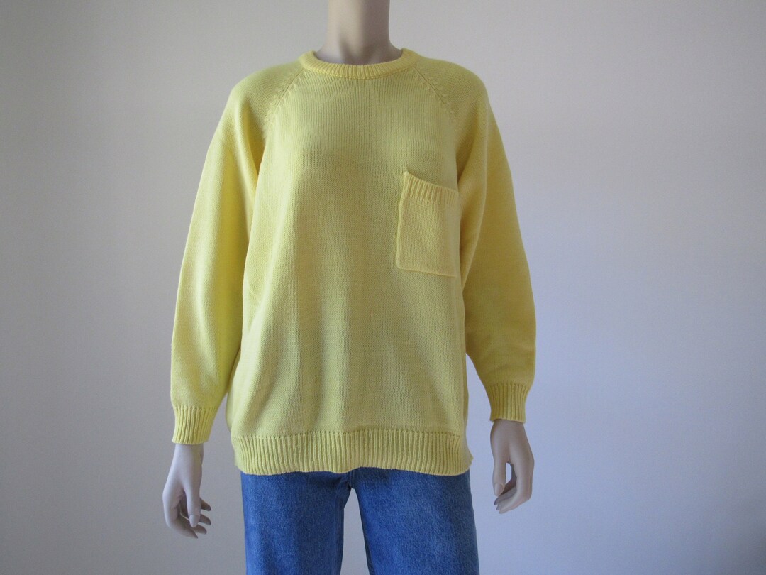 1980s Vintage Yellow Oversized Sweater, Lemondrop Crewneck Sweater - Etsy