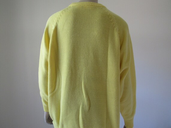 1980s Vintage Yellow Oversized Sweater, Lemondrop Cre… - Gem