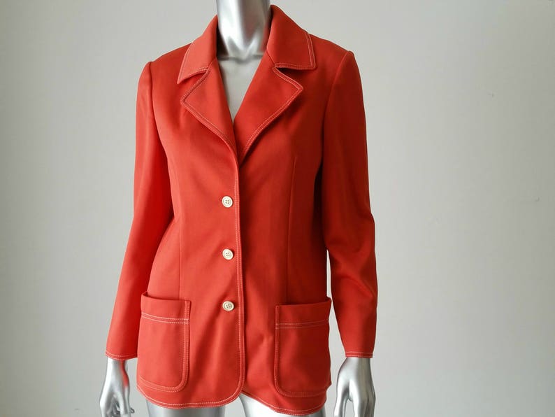 1970s Vintage Disco Jacket Dacron Polyester Orange Tangerine Cosplay ...