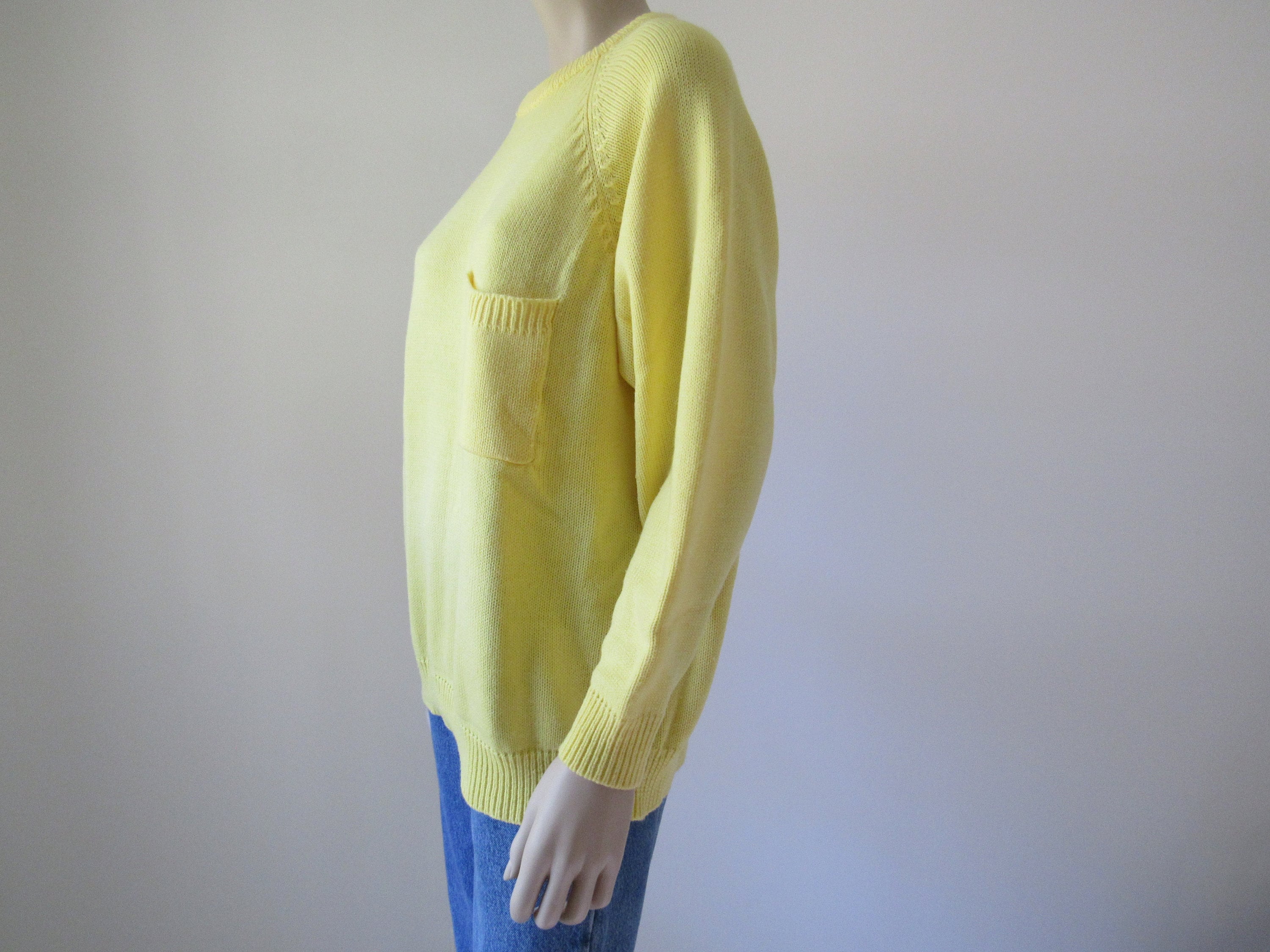 1980s Vintage Yellow Oversized Sweater Lemondrop Crewneck - Etsy
