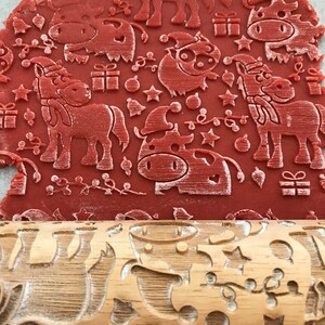 Whimsical Festive Farm Animal Rolling Pin for Festive Baking and Clay ...