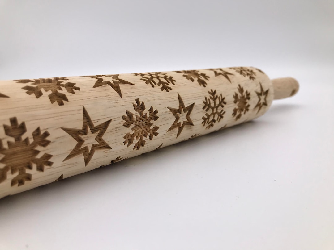 Rolling Pin: Snowflakes | Embossed Cookies Clay Pottery Décor Baking ...
