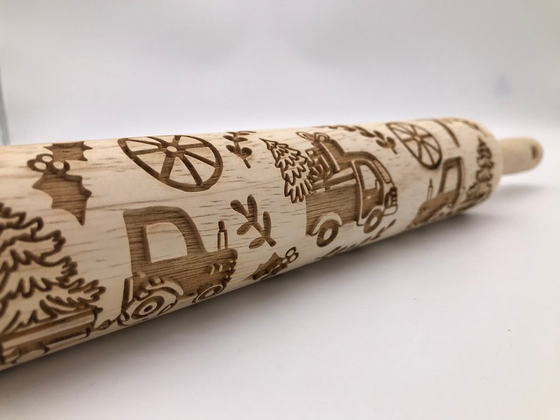 Trees and Tractors Embossed Rolling Pin - Cookie & Pottery Tool - Etsy