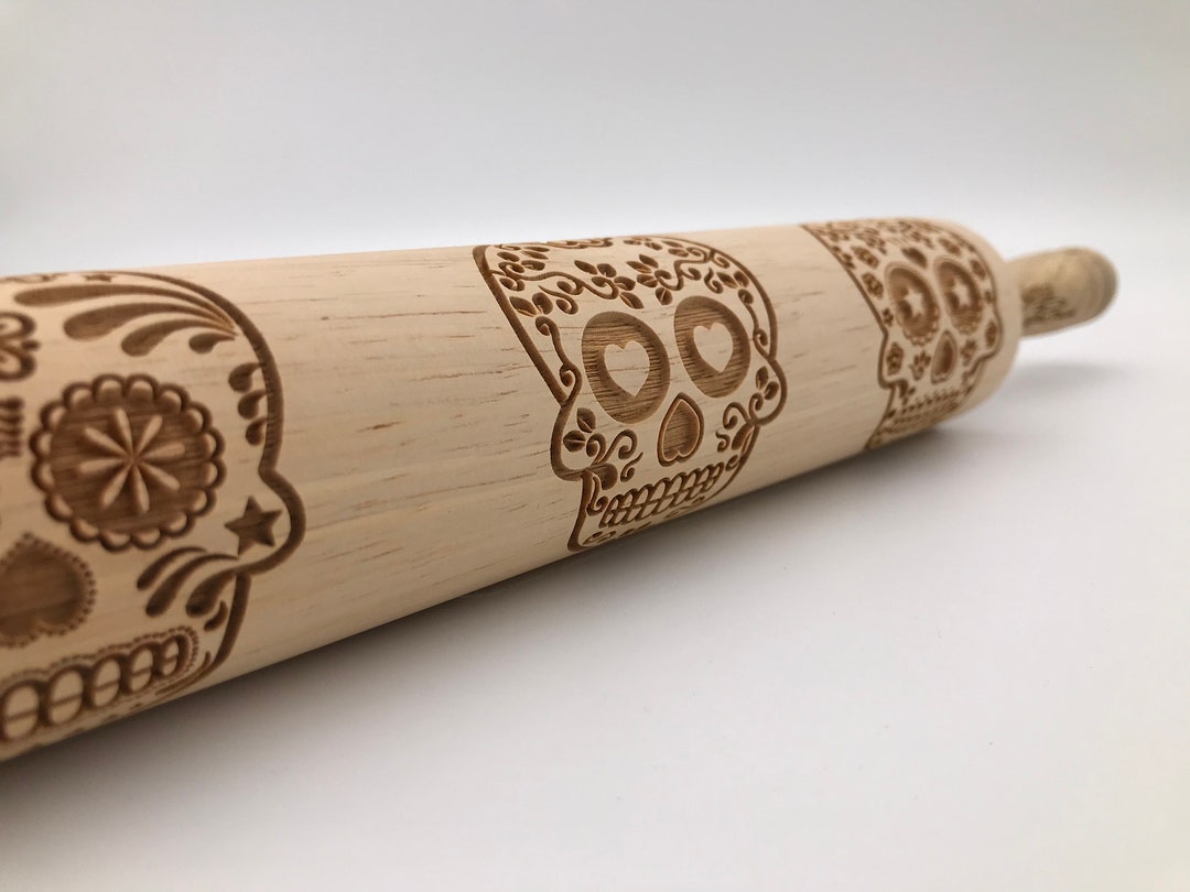 Sugar Skulls Embossed Rolling Pin: Day of the Dead Baking Décor - Etsy