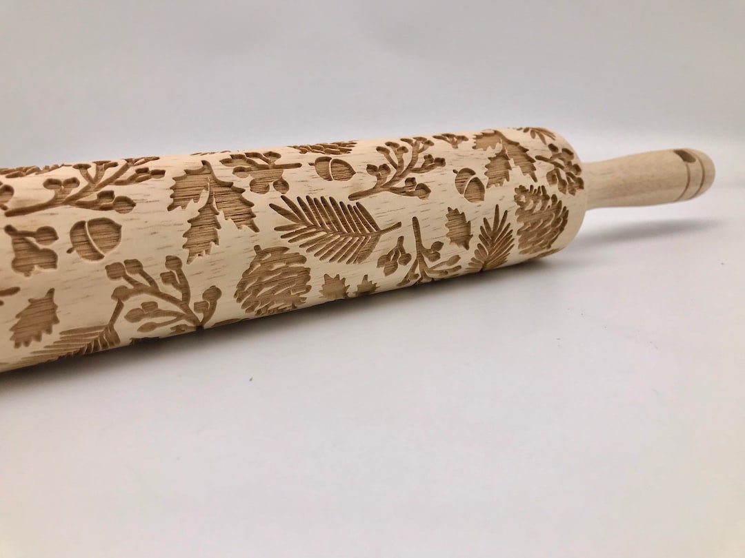Rolling Pin: Twigs and Berries | Embossed Cookies Clay Pottery Décor ...