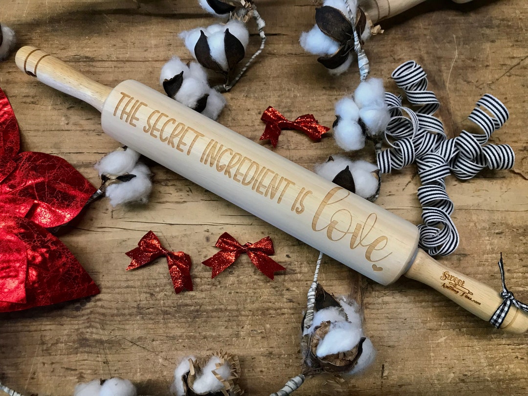 Engraved Wooden Rolling Pin: the Secret Ingredient is Love (decor Only ...
