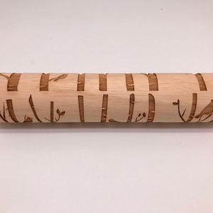 Rolling Pin: Cardinals in Birch Tree | Embossed Cookies Clay Pottery ...