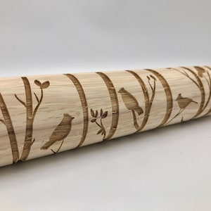 Rolling Pin: Cardinals in Birch Tree | Embossed Cookies Clay Pottery ...