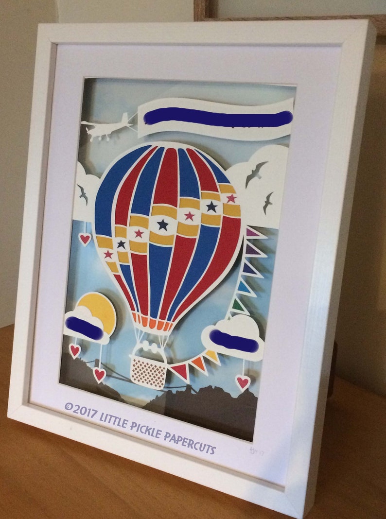 Hot Air Balloon, Fly High Little One, Birth Announcement, Papercutting ...