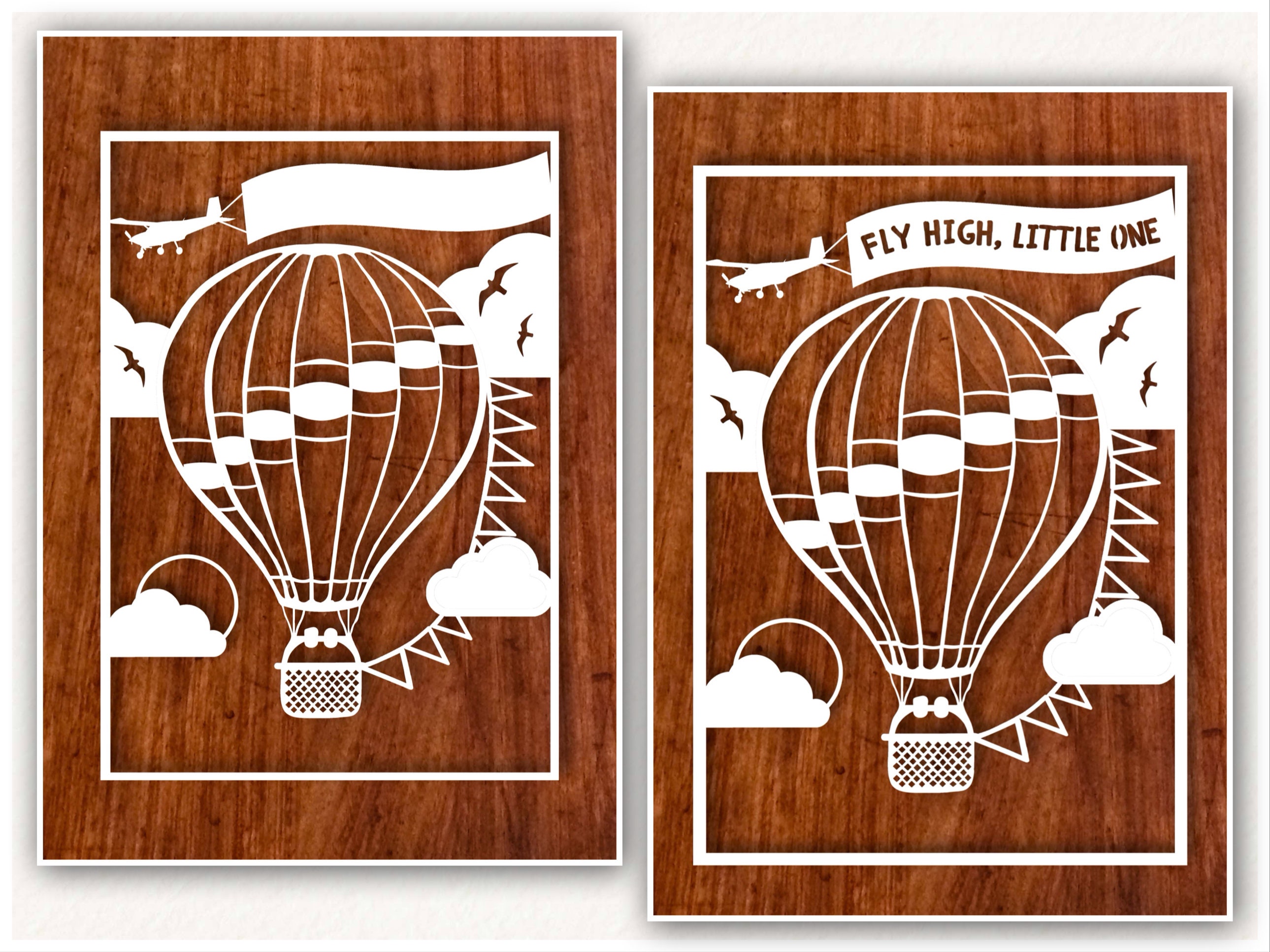 Hot Air Balloon, Fly High Little One, Birth Announcement, Papercutting ...