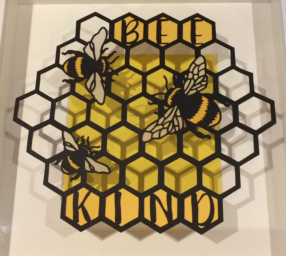Bee Kind, Papercutting Template, DIY Template, Bees, Hive, Be Kind ...