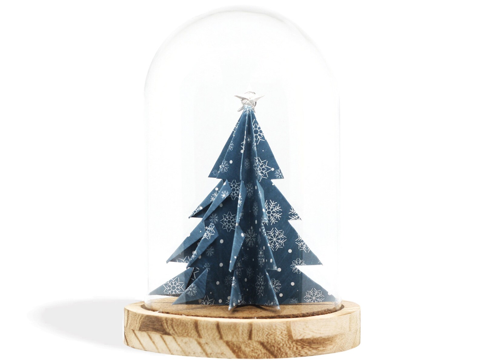 Origami Glass Cloche X Paper Tree / Snowflakes Pattern on | Etsy