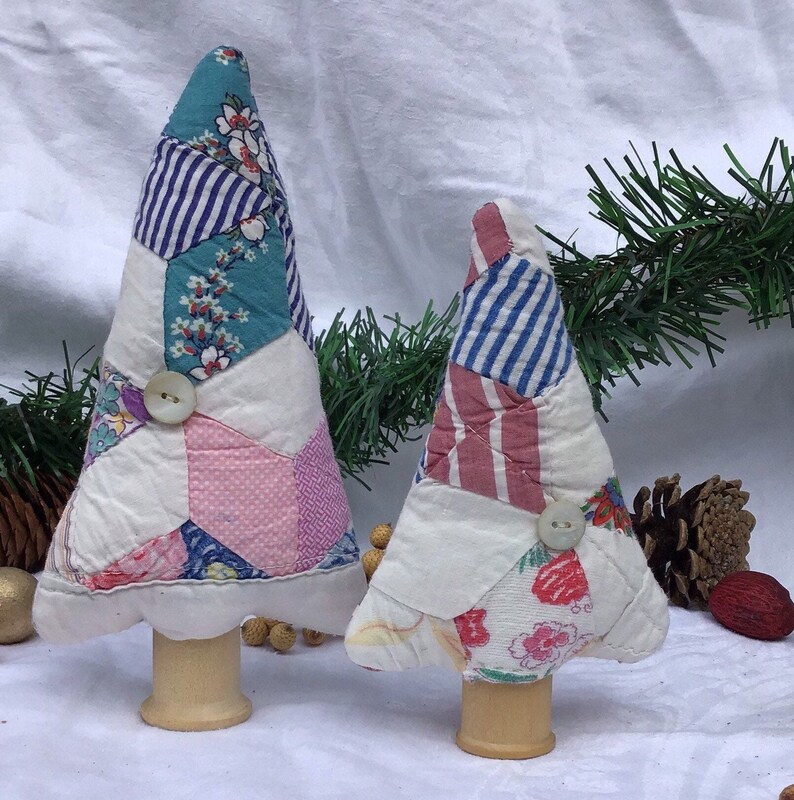 Vintage Quilt Trees With Wooden Spools and Vintage Buttons - Etsy