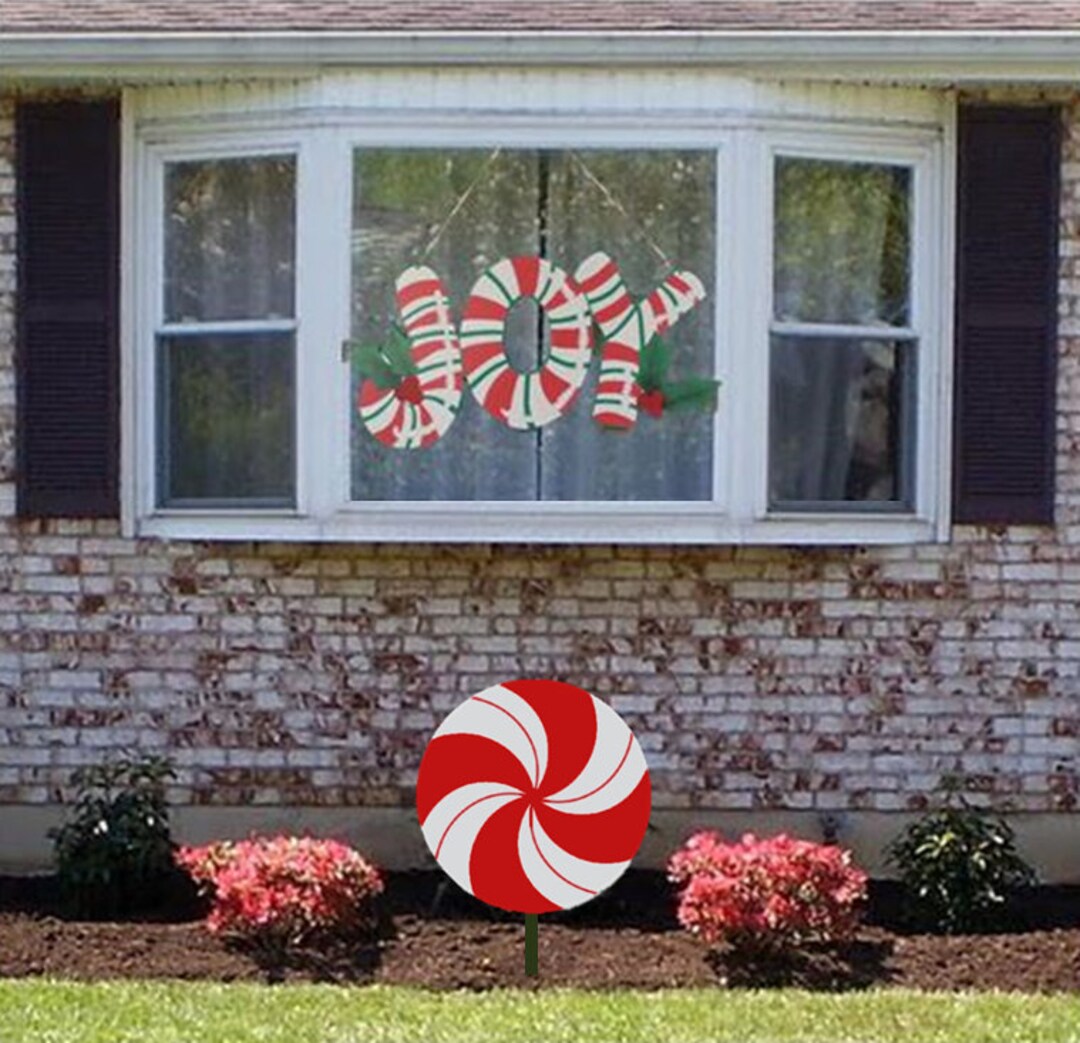 Peppermint Candy Cane Swirl Wooden Yard Art Sign Large - Etsy