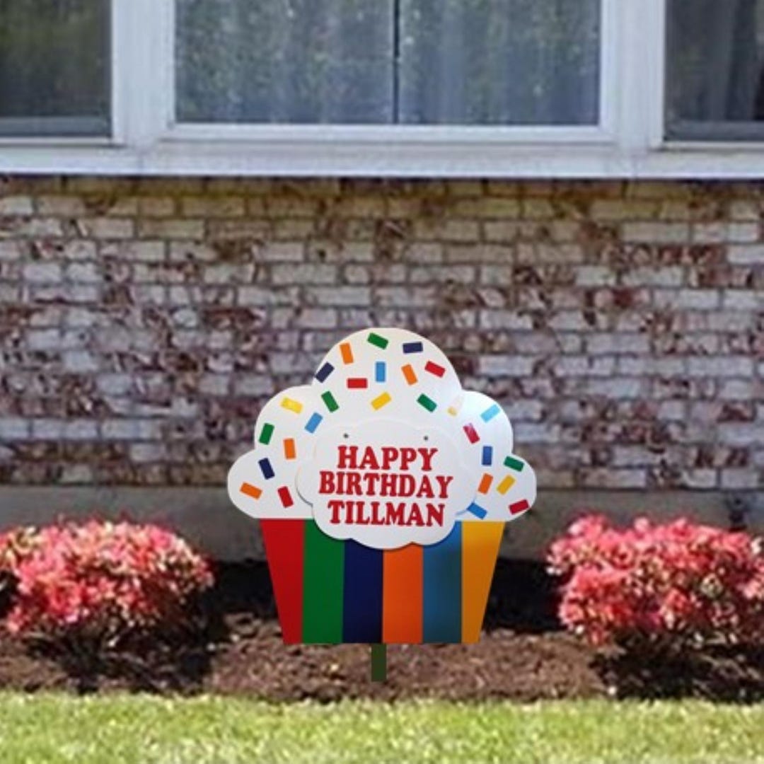 Custom Happy Birthday Cupcake Yard Art Sign - Etsy