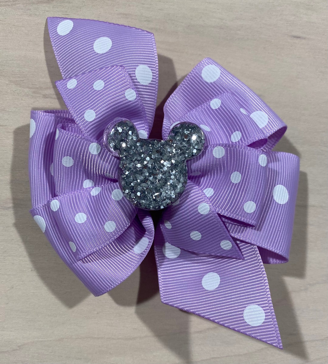 Lavender Purple Polka Dot Bow, Mickey Mouse Bow, Light Purple Bow ...