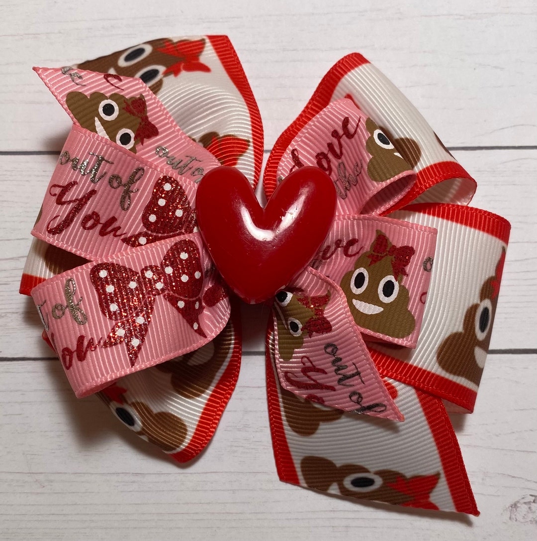 Poop Emoji Hair Bow, Poop Emoji Bow, Plastic Heart Bow, Heart Bow ...