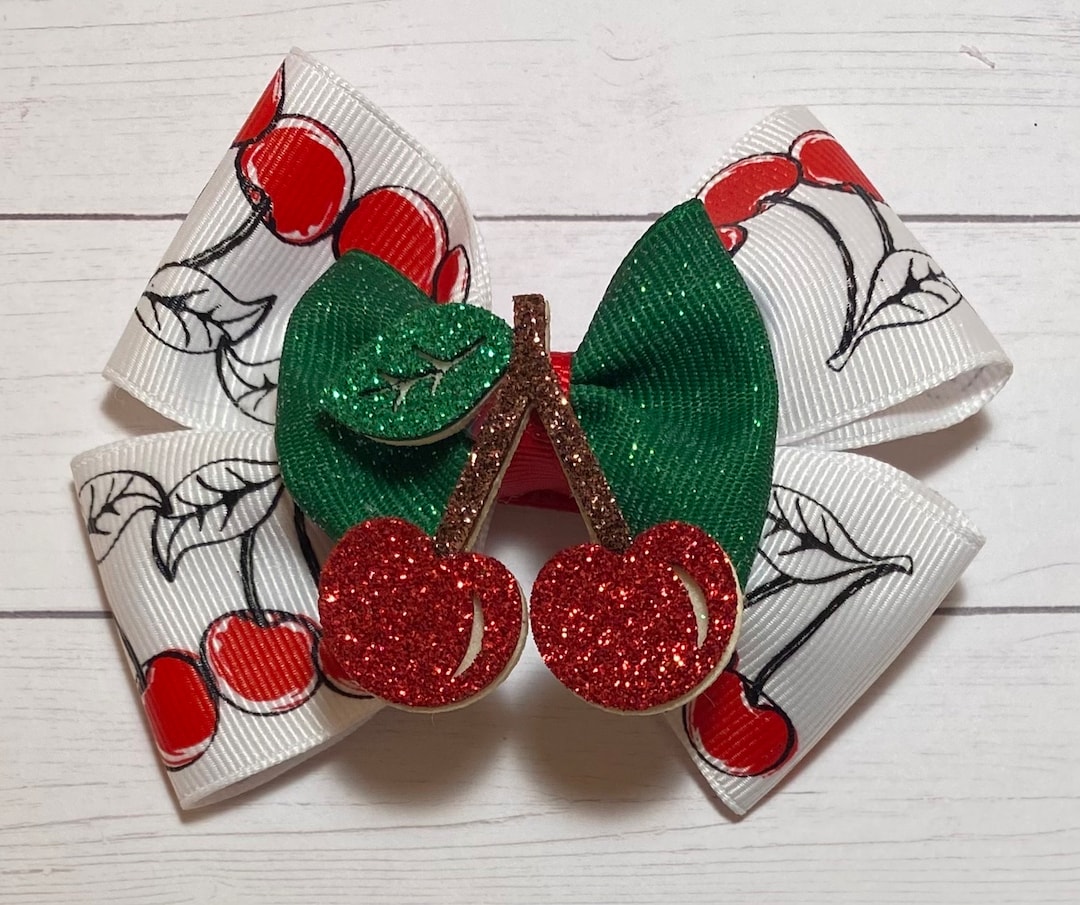 Cherry Hair Bow, Cherry Bow, Red Bow, Hair Bow, Fruit Bow, Fruit Hair ...
