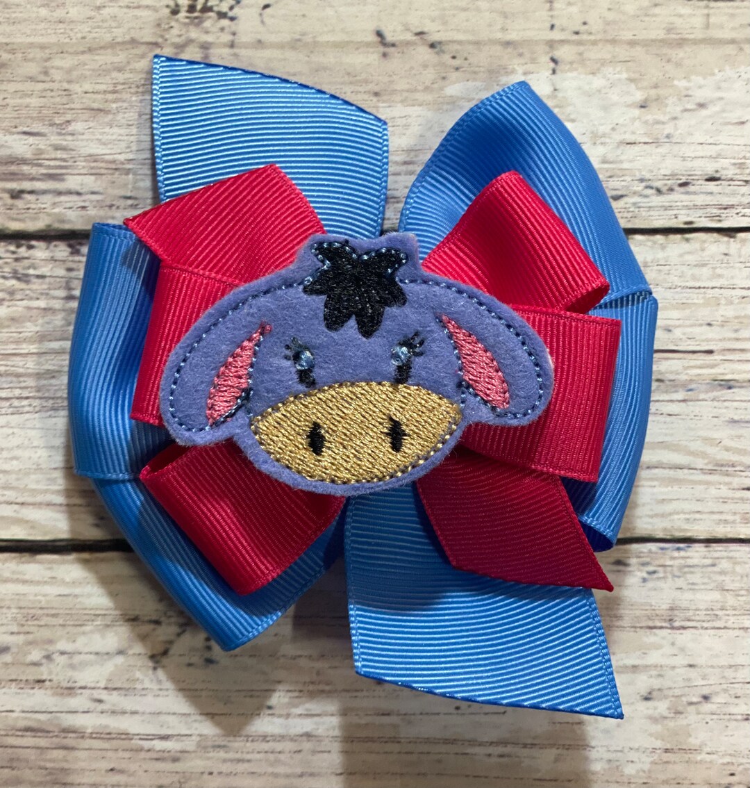Eeyore Hair Bow: Handmade Grosgrain Ribbon Alligator Clip - Etsy