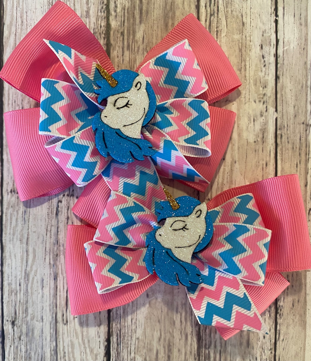 Pink Hair Bows, Pink Bows, Pink and Blue Bows, Pink and Blue Hair Bows ...