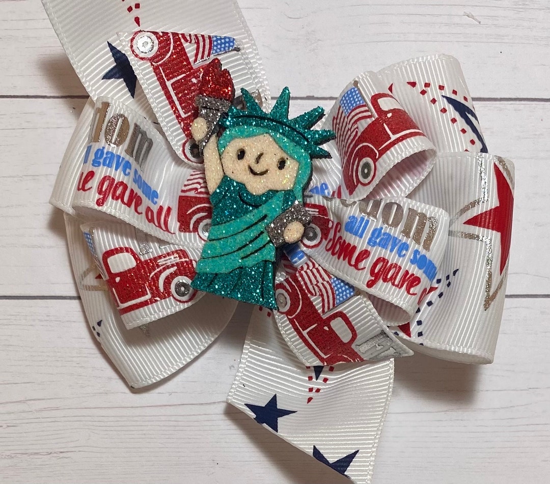 USA Hair Bow, USA Bow, Red, White and Blue Bow, Hair Bow, Statue of ...