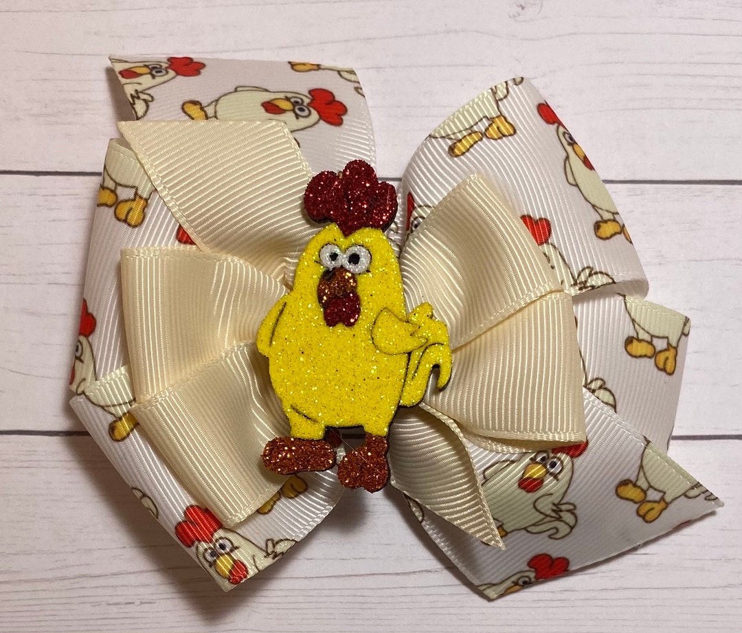 Chicken Hair Bow, Chicken Bow, Farm Bow, Farm Hair Bow, Baby Chicken ...