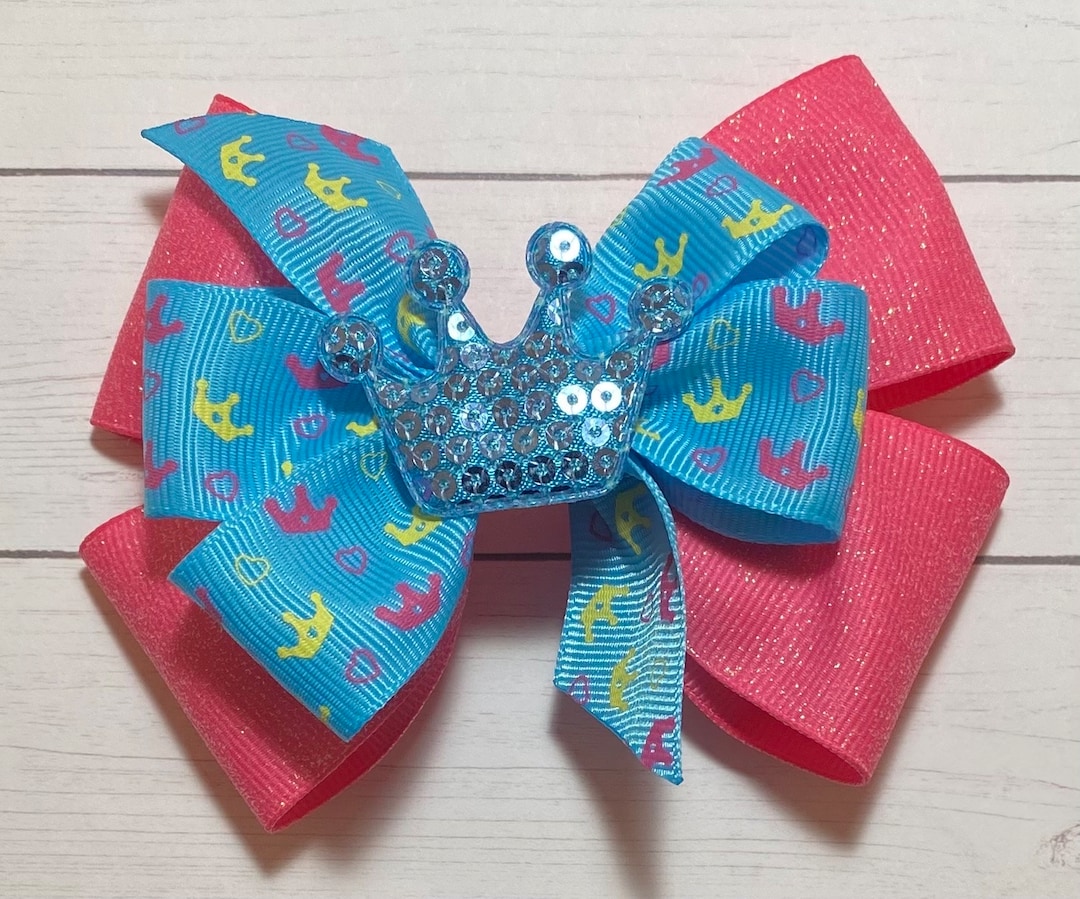 Crown Hair Bow, Crown Bow, Sequin Crown Bow, Princess Bow, Adorable ...