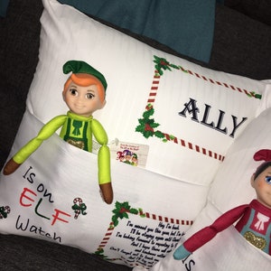 Personalised Elf Arrival Filled Cushion With Elf Christmas Elf Naught ...