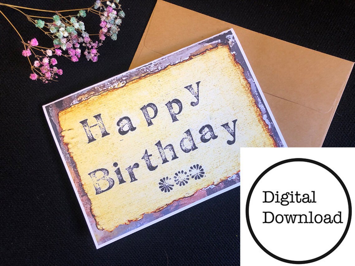 Happy Birthday Card - DIGITAL Download - Printable Birthday Card ...