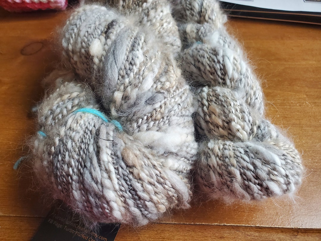 Handspun Satin Angora Yarn, Spiral Plied Thick and Thin - Etsy