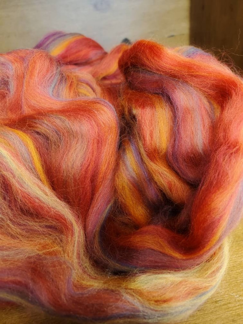 Custom Combed Top, Sunset Colorway, 18 Micron Merino/bamboo 88/12 Blend ...