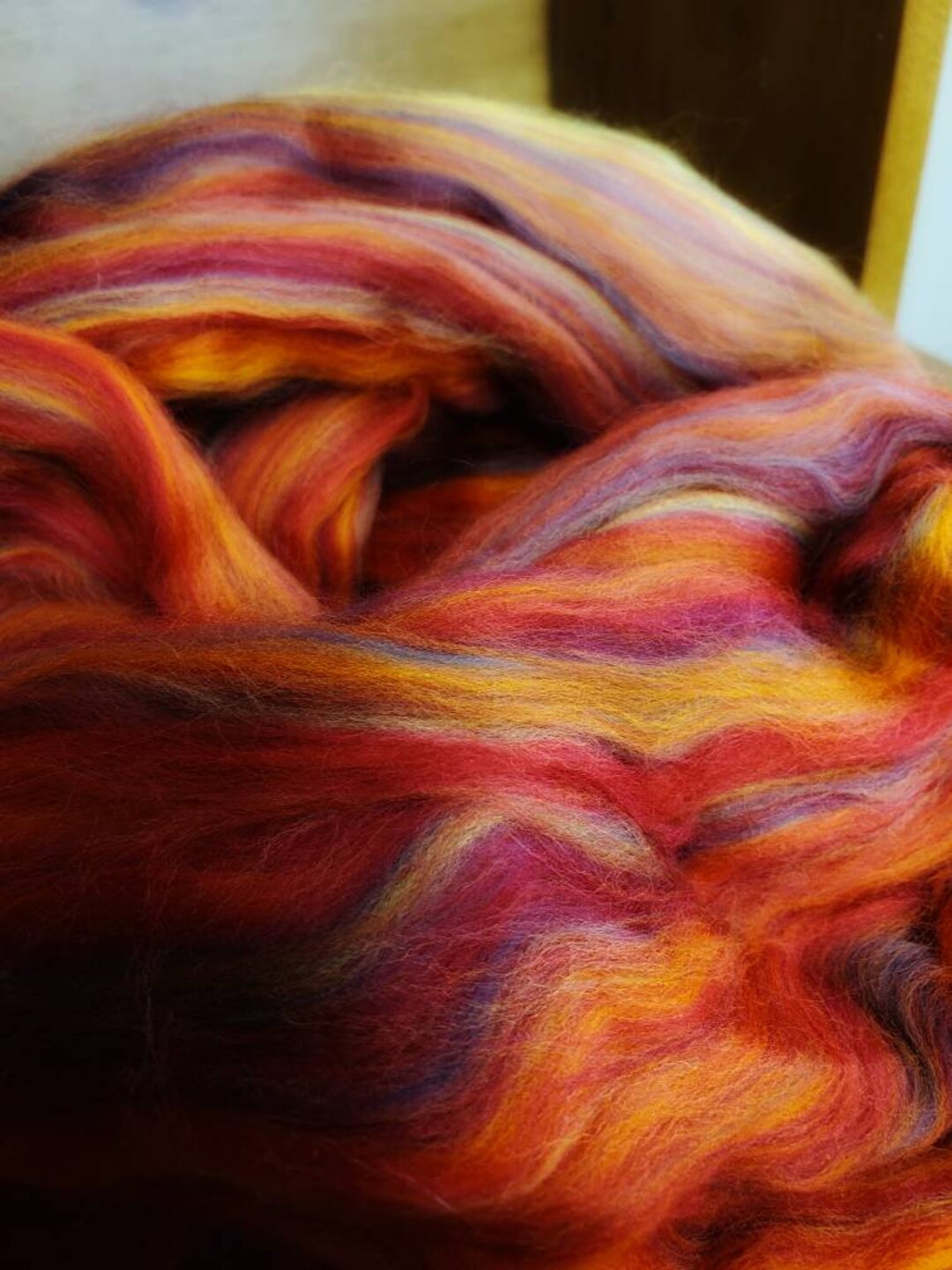 Custom Combed Top, Sunset Colorway, 18 Micron Merino/bamboo 88/12 Blend ...