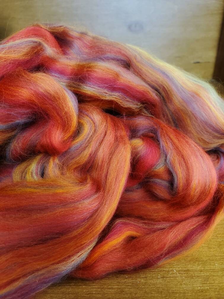 Custom Combed Top, Sunset Colorway, 18 Micron Merino/bamboo 88/12 Blend ...