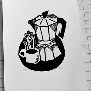 Moka Pot - Woodblock Print - Etsy