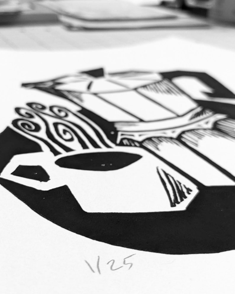 Moka Pot Woodblock Print - Etsy