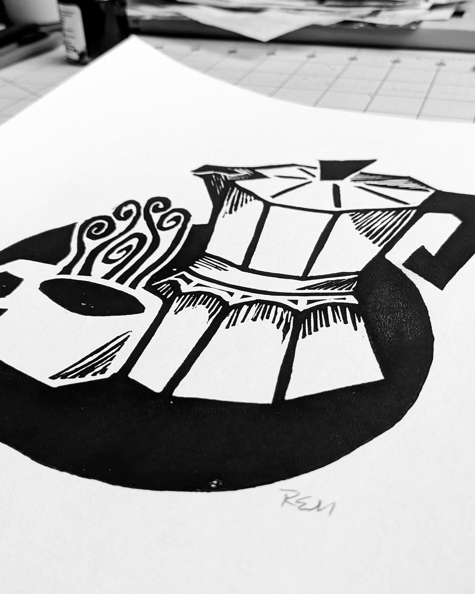 Moka Pot Woodblock Print - Etsy