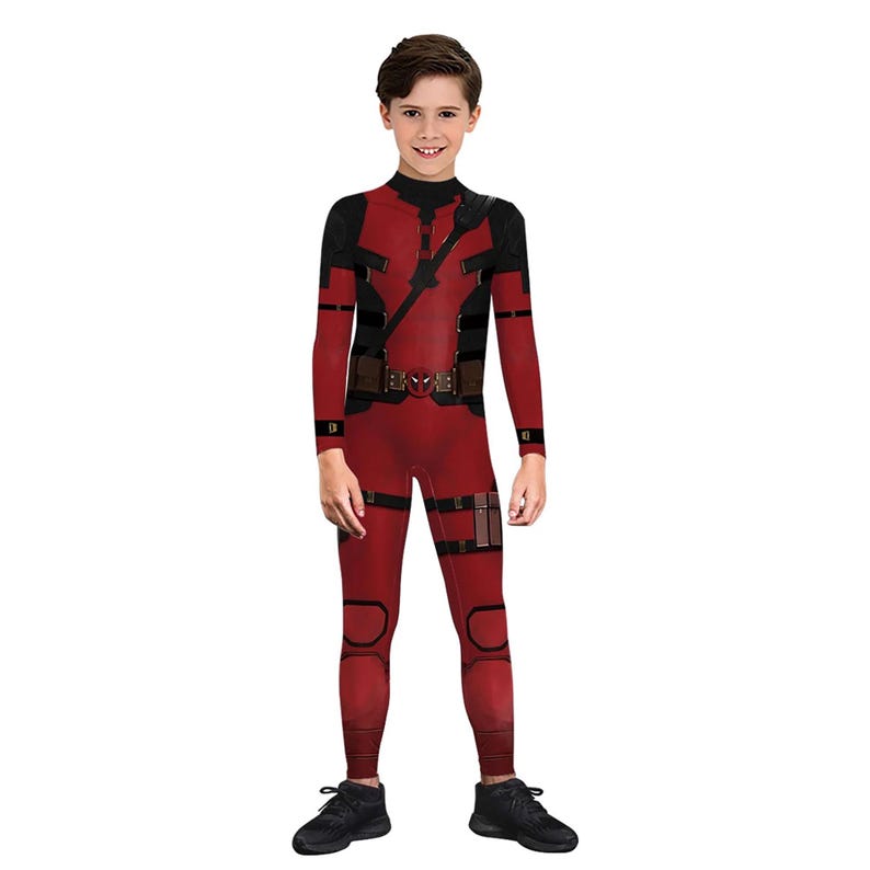 Deadpool Cosplay Costume for Adults & Kids, Jumpsuit Halloween Costumes ...