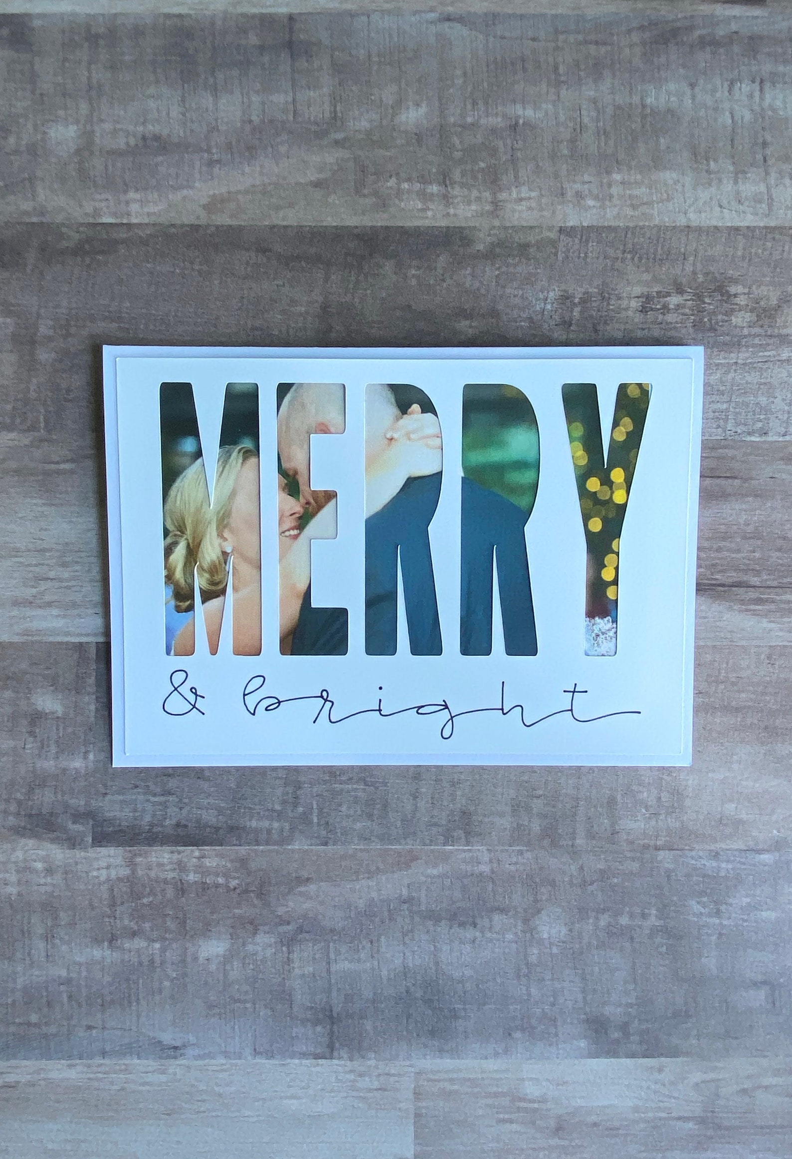 Handmade Christmas Card With Photo Insert Merry & Bright - Etsy