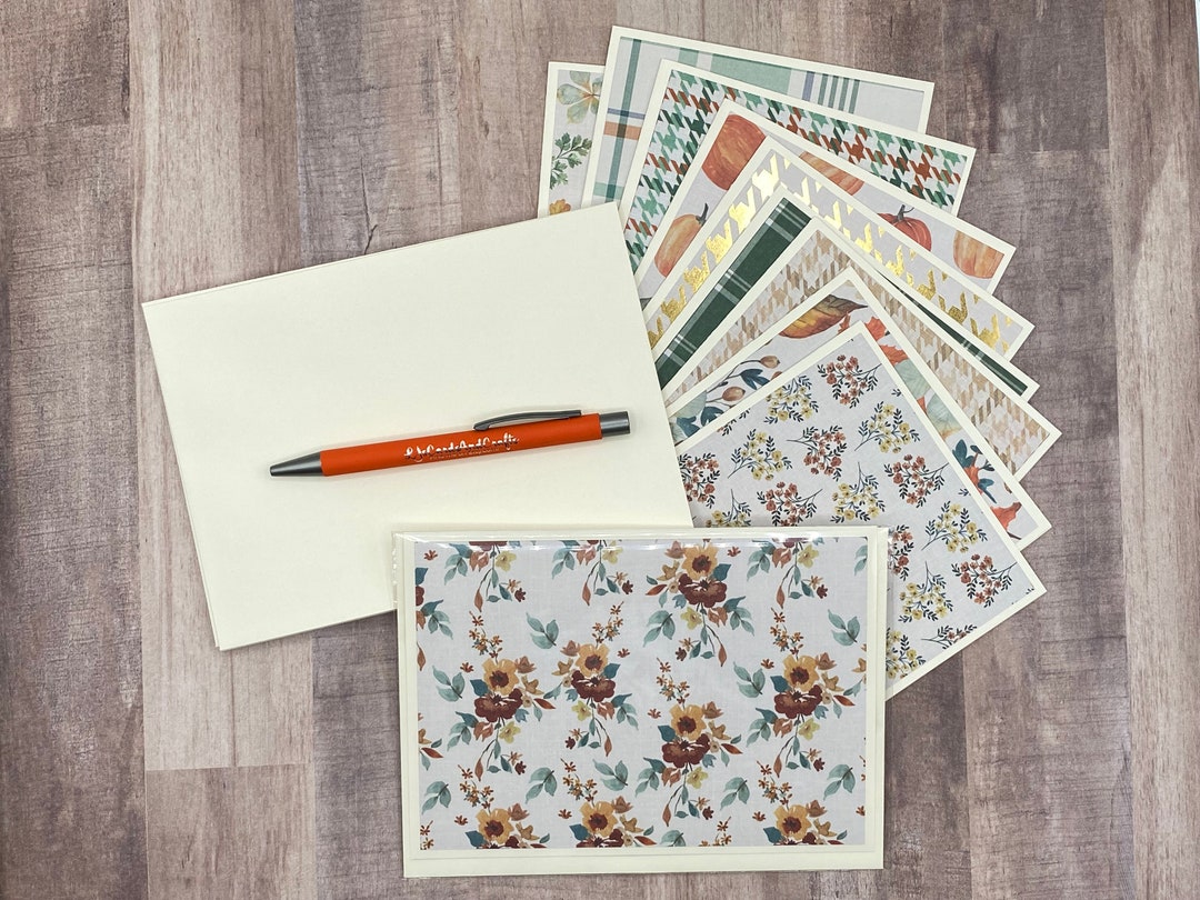 Set of 10 Handmade Blank Fall Themed Cards | Bulk Blank Fall Cards ...