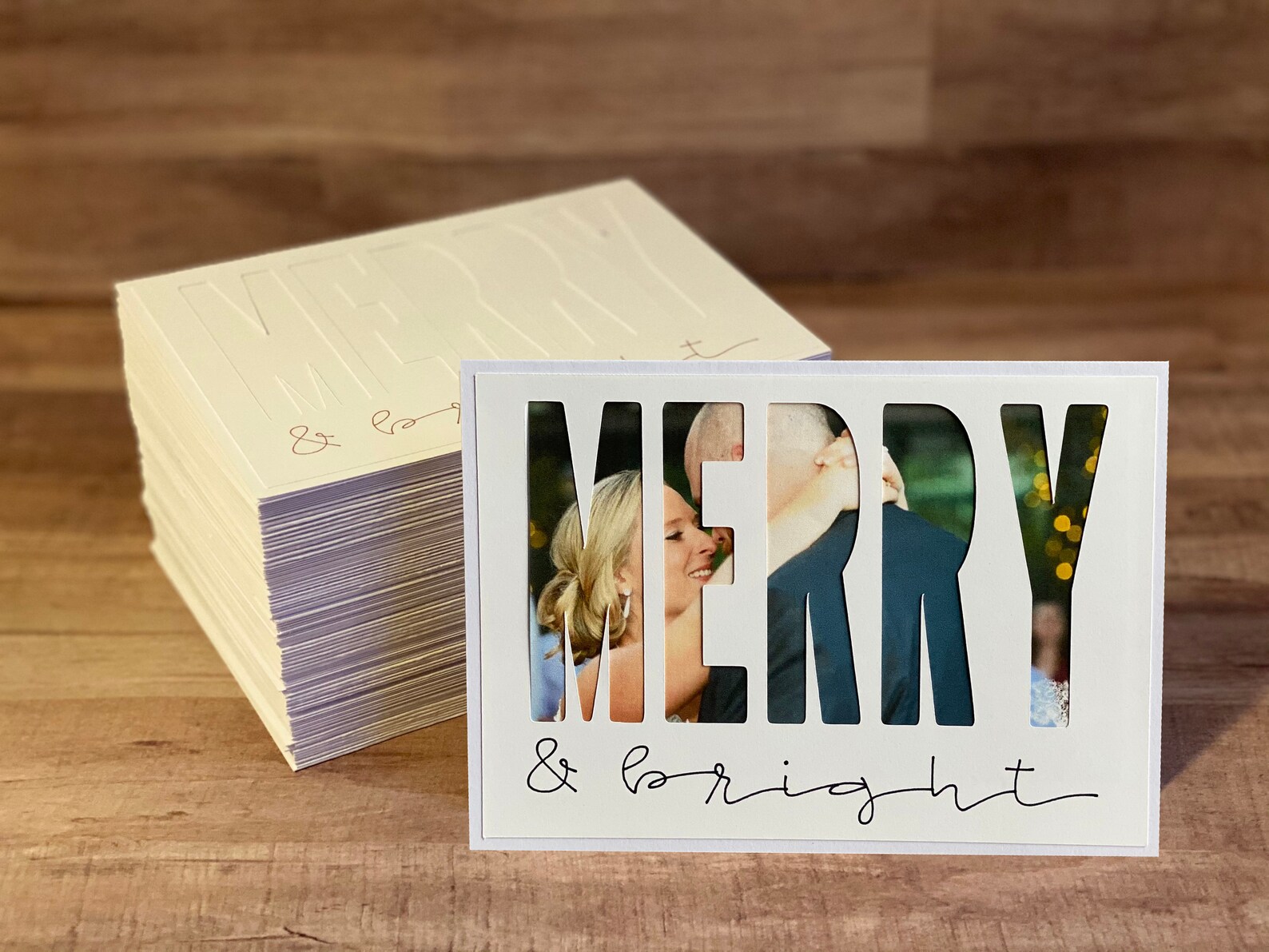 Handmade Christmas Card With Photo Insert Merry & Bright - Etsy