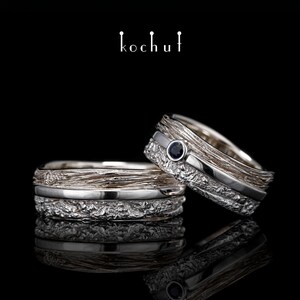 Matching rings for couples weddings Unique design Handmade | Etsy