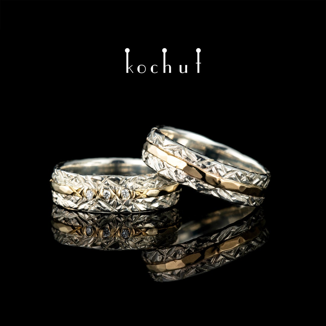 Citadel Diamonds Wedding Ring Set His and Hers. Pattern Wedding Bands ...